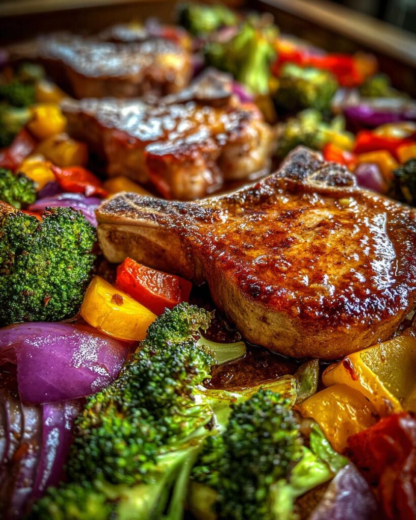 Sheet Pan Honey Garlic Pork Chops: 1 Pan Meal